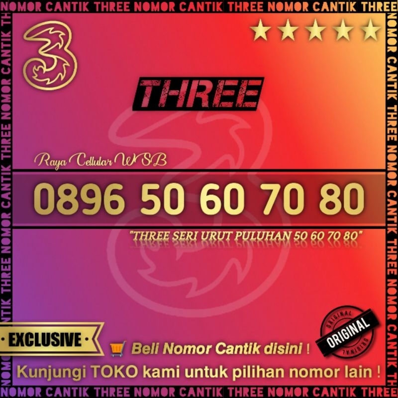 Jual Nomor Cantik TRI Urut 50 60 70 80 | Shopee Indonesia