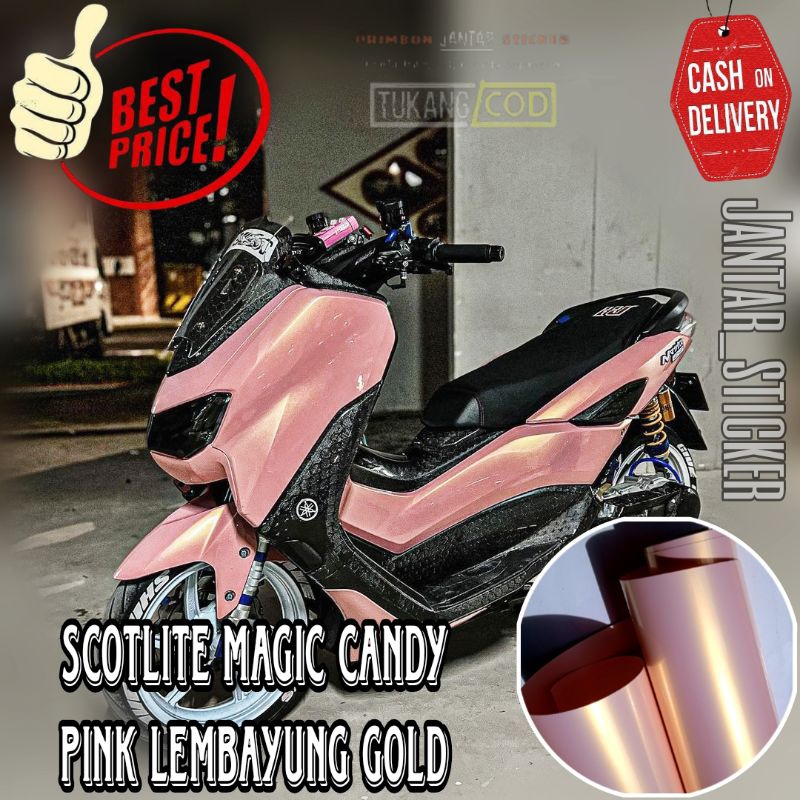 Jual Sticker Scotlite Pink Lembayung Gold Skotlet Motor Magic Candy ...