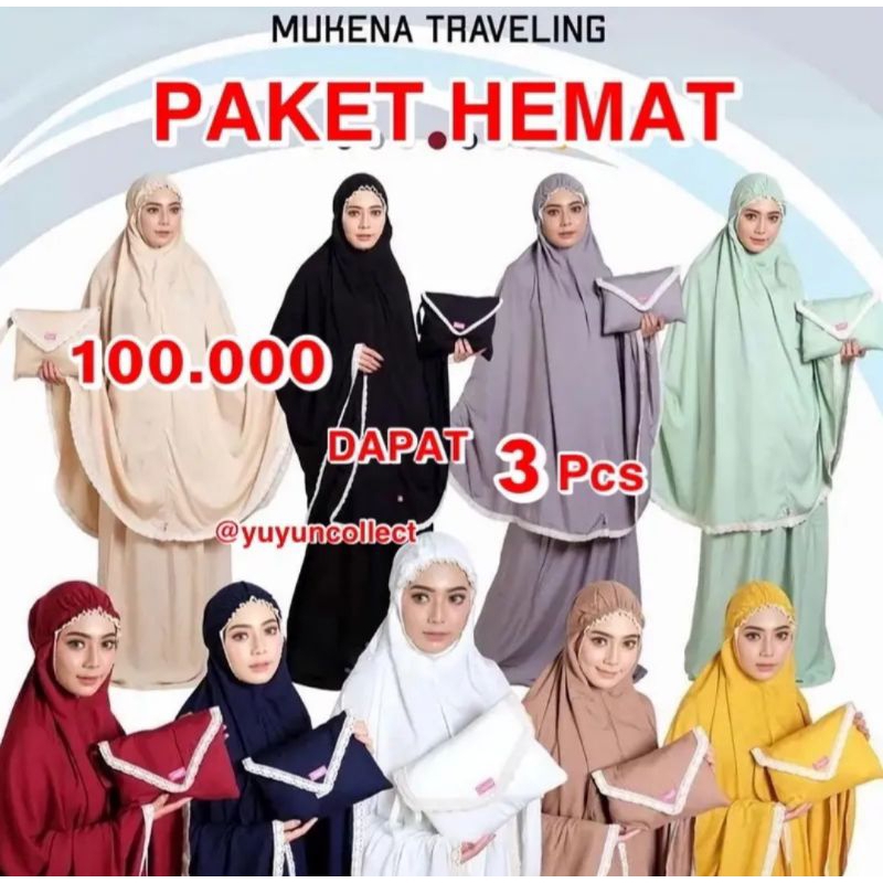 Jual ( 3 PCS )MUKENA TRAVELING DEWASA Fashion Muslimah Mukena Model ...