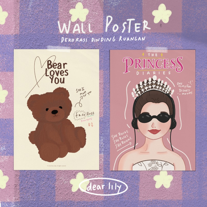 Jual Art Print Poster Dinding Beruang / Art Print Princess Diaries ...