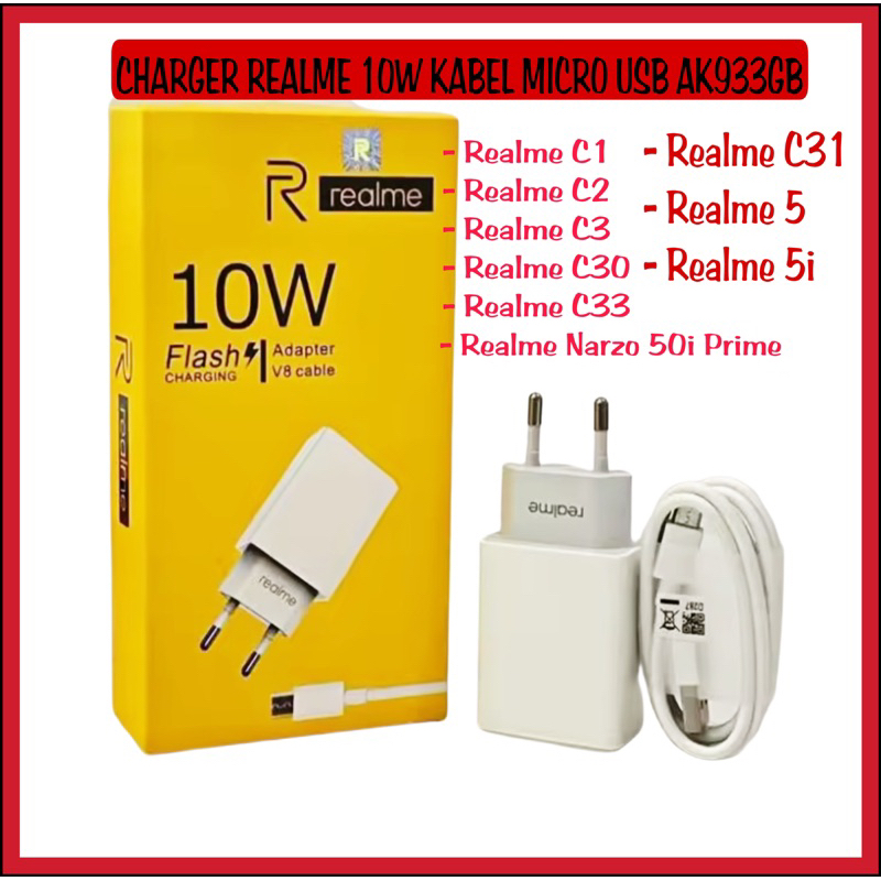 Jual CHARGER 10W AK933YH KABEL MICRO USB FOR REALME C1, C2, C3, C30 ...