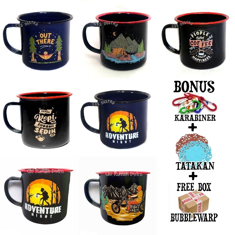 Jual Gelas Cangkir Mug Muk Stainless Enamel Coffee Kopi Outdoor Gunung ...