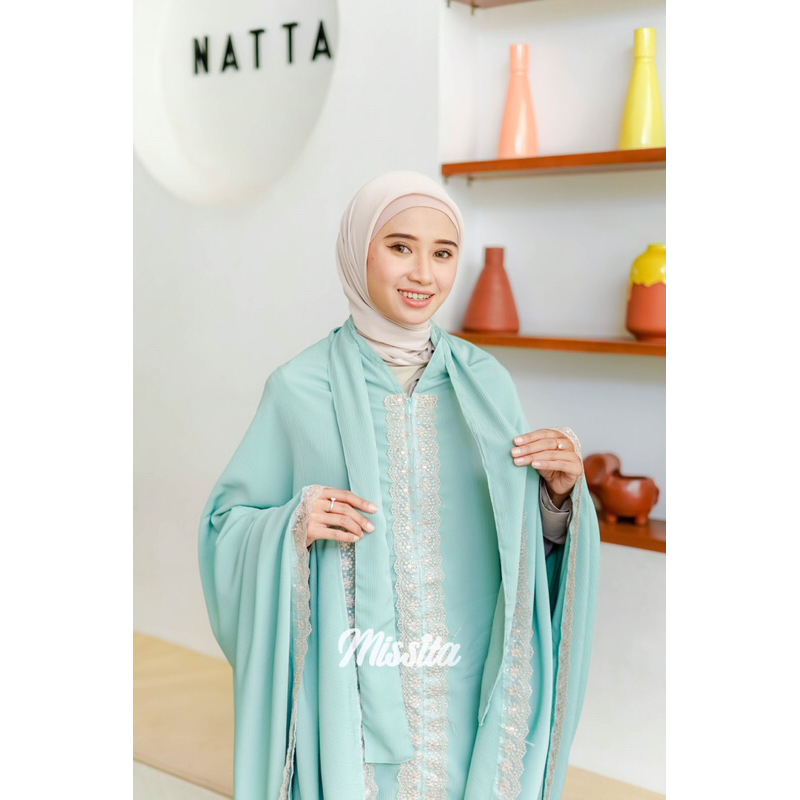 Jual Mukena dewasa renda bahan flowy lux model 3in1 | Shopee Indonesia