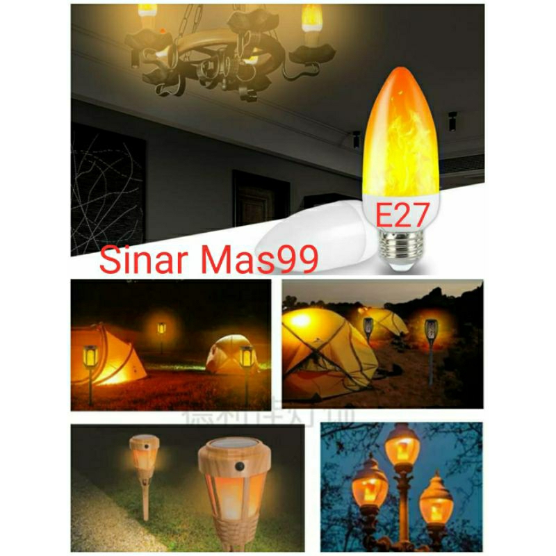 Jual Lampu Api LED Bohlam LED Flame Candle E27 Warm white Lampu Efek ...