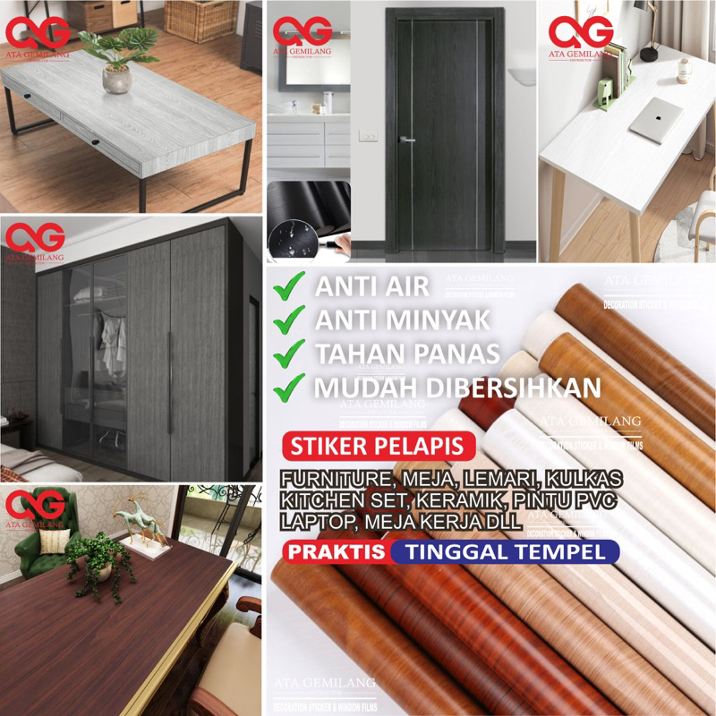 Jual Stiker Meja Kayu Wallpaper Pintu Pvc Sheet Lebar 122Cm/Stiker Kayu ...