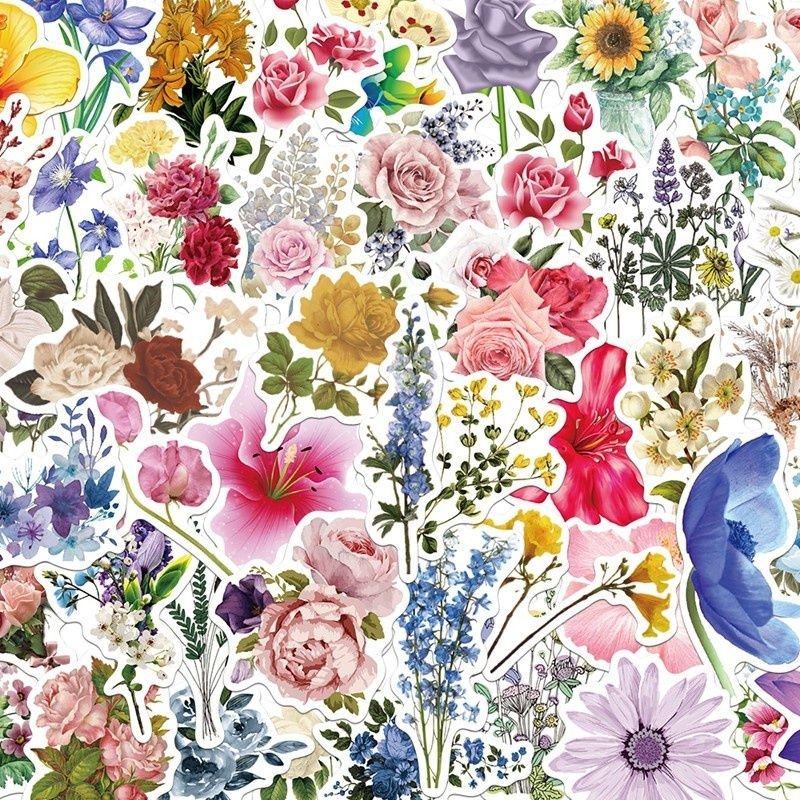 Jual FLOWERS SELF-MADE POETRY - STICKER DECO / STIKER BUNGA LUCU UNTUK ...