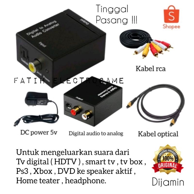 Jual [ PAKET KOMPLIT ] Audio converter digital to analog + Kabel optik ...