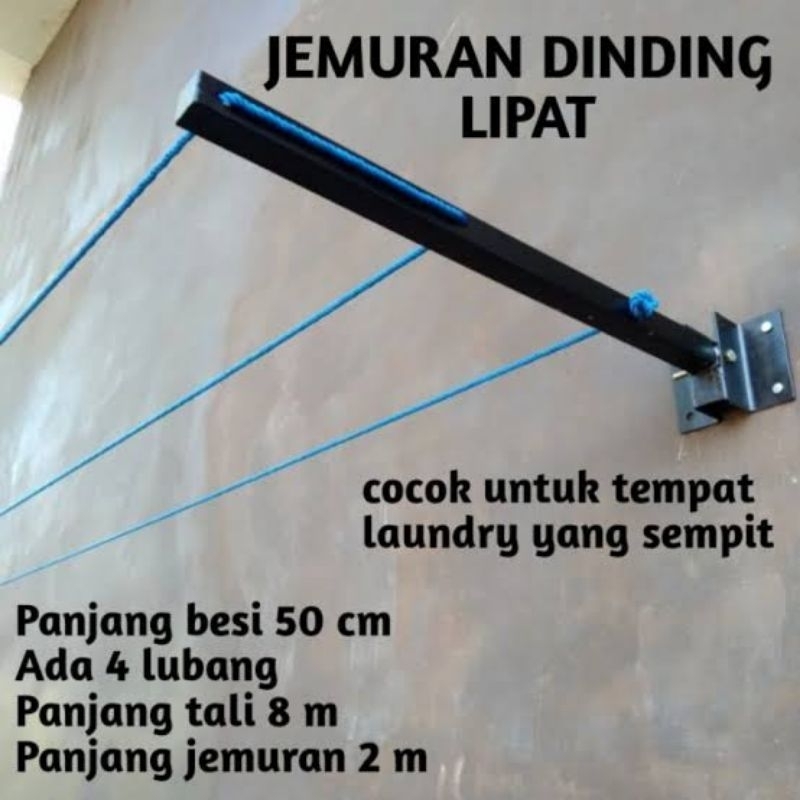 Jual jemuran dinding jemuran lipat free tali 10mtr dan baut 8pcs ...