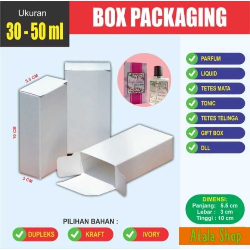 Jual Dus Kotak Box Packaging Botol Parfum Polos 30ml || 5.5x3x10cm ...