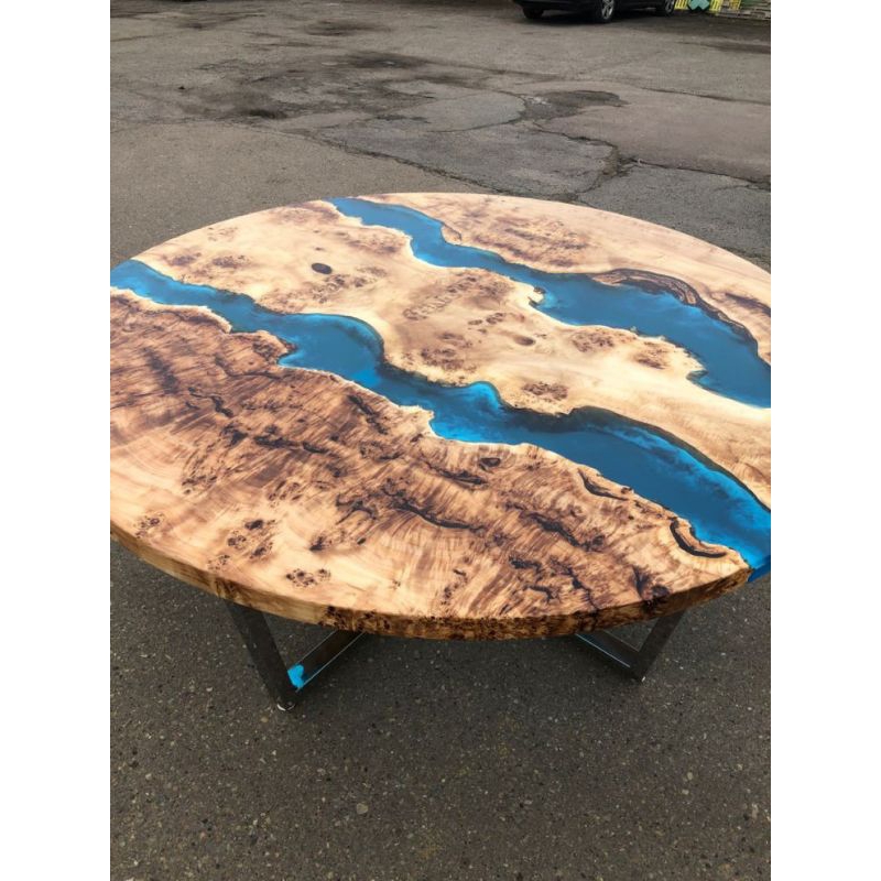 Jual Meja Bulat Meja Ruang Tamu Meja Makan Epoxy Resin Kayu Burl ...