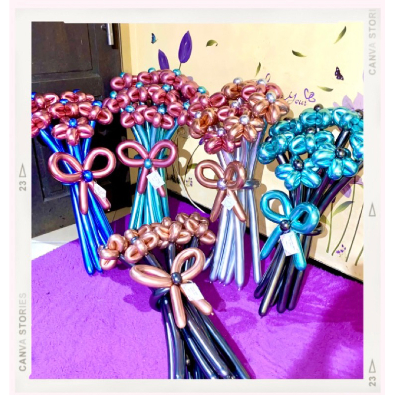 Jual BALON BUNGA WISUDA TANGKAI PANJANG VARIASI LILAC (SATU HARI JADI ...