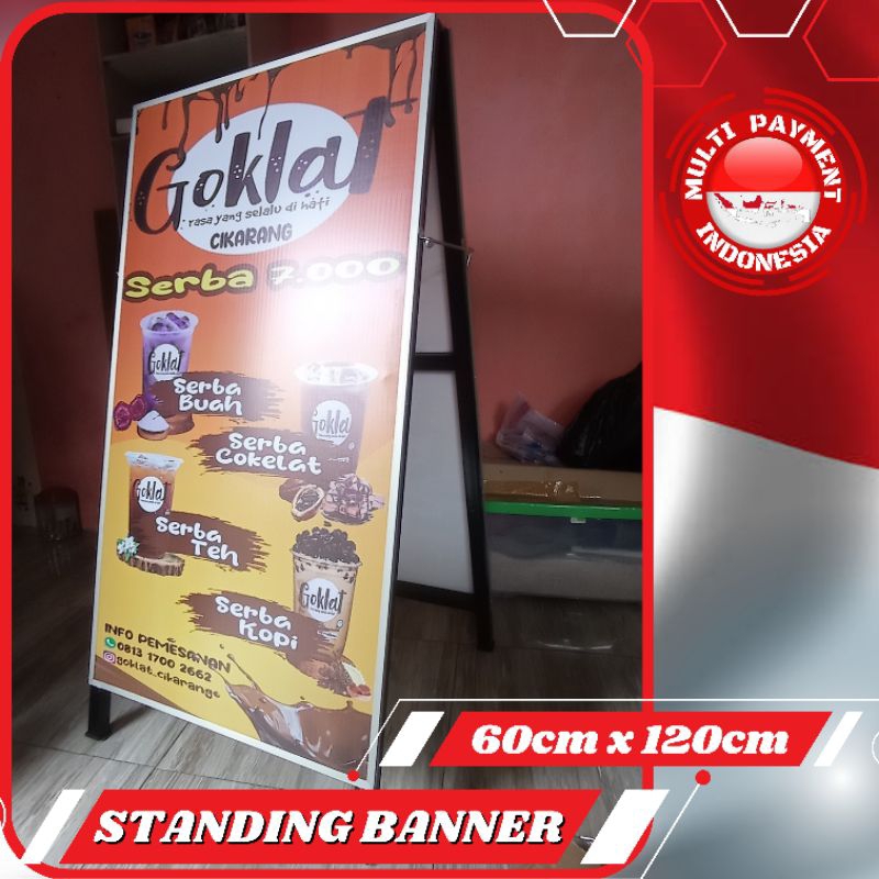Jual ( MPI1 ) STANDING BANNER BESI HOLLOW / PAPAN IKLAN SEGITIGA 2SISI ...