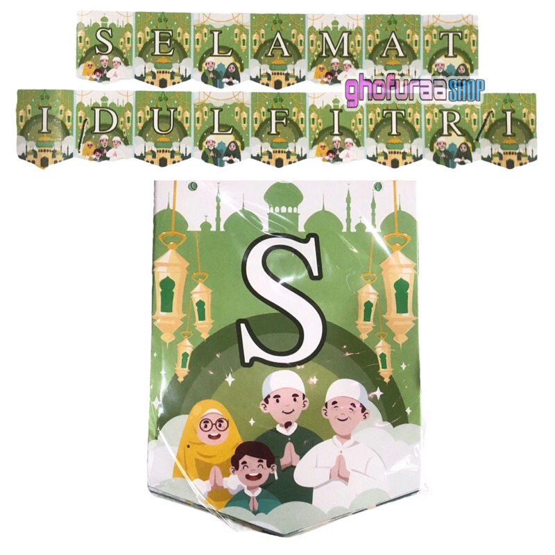 Jual Bunting flag tulisan Selamat Idul Futri Banner lebaran dekorasi ...