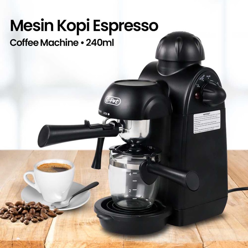 Jual Alat Mesin Kopi Espresso dan Cappucino steam Coffee Machine 240 ml C-POT | Shopee Indonesia
