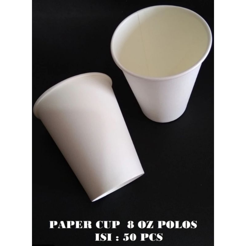 Jual HOT PAPER CUP SIZE 8 OZ POLOS PUTIH GELAS KERTAS 240ML ISI 50