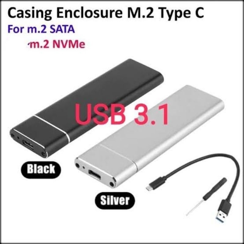 Jual ENCLOSURE RACK CASE SSD M2 DAN NVME 2242 2260 2280 10Gpbs ENCLOSER ...