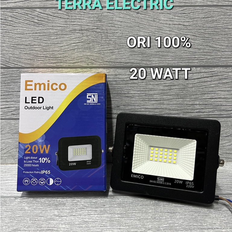 Jual Emico Lampu sorot led 20w led flood light 20 watt led tembak outdoor | Shopee Indonesia