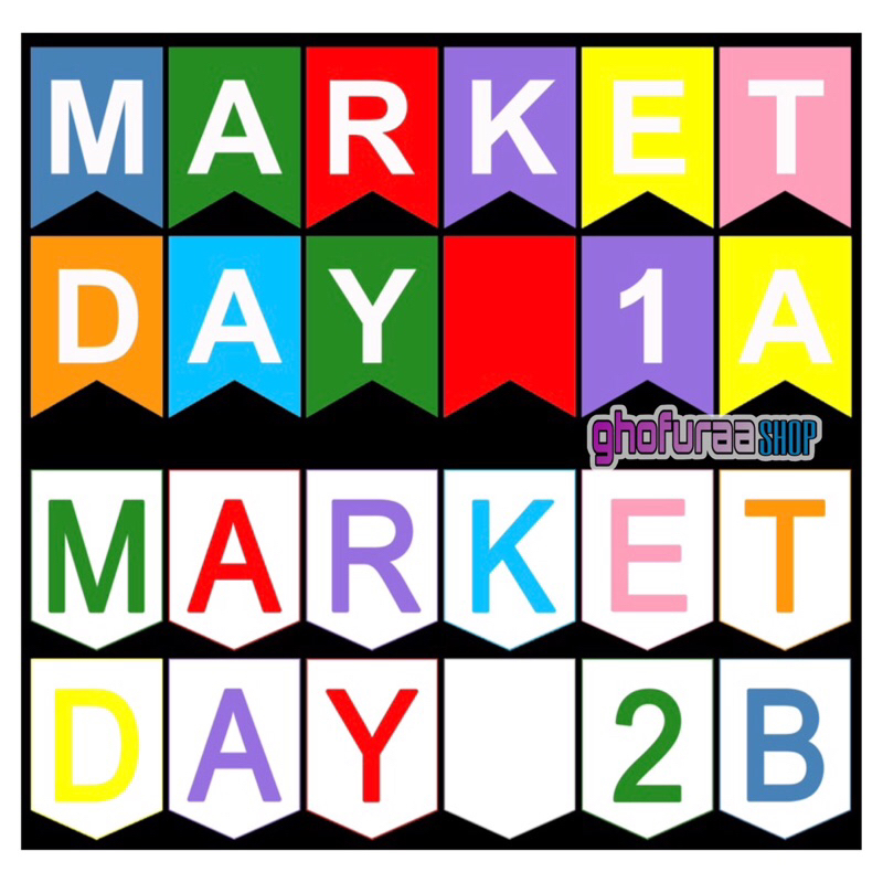 Jual Bunting flag custom tulisan MARKET DAY nama kelas sekolah Paud TK ...