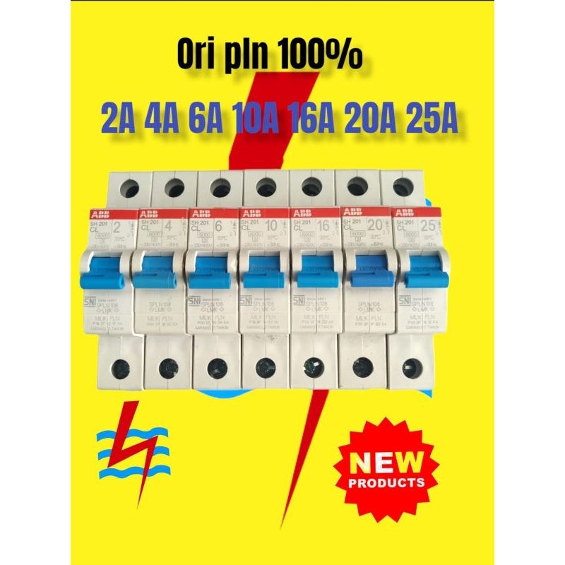 Jual MCB ABB BARU GRESS 2A 4A 6A 10A 16A 20A 25A ORIGINAL PLN DIJAMIN | Shopee Indonesia