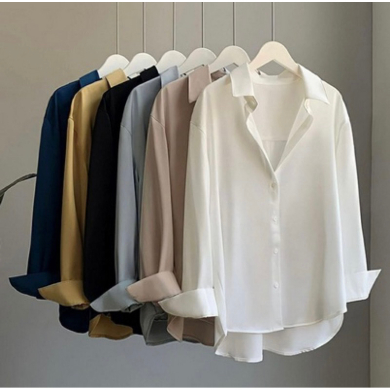 Jual Kemeja lengan panjang murah kemeja korea kemeja kerja wanita fashion | Shopee Indonesia