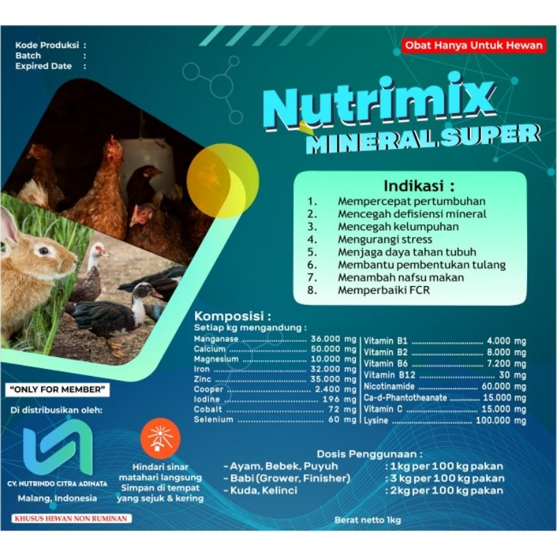 Jual Nutrimix Mineral Super - Premix Ayam - Supplement Pakan - Pemacu ... Jual Nutrimix Mineral Super - Premix Ayam - Supplement Pakan - Pemacu ...