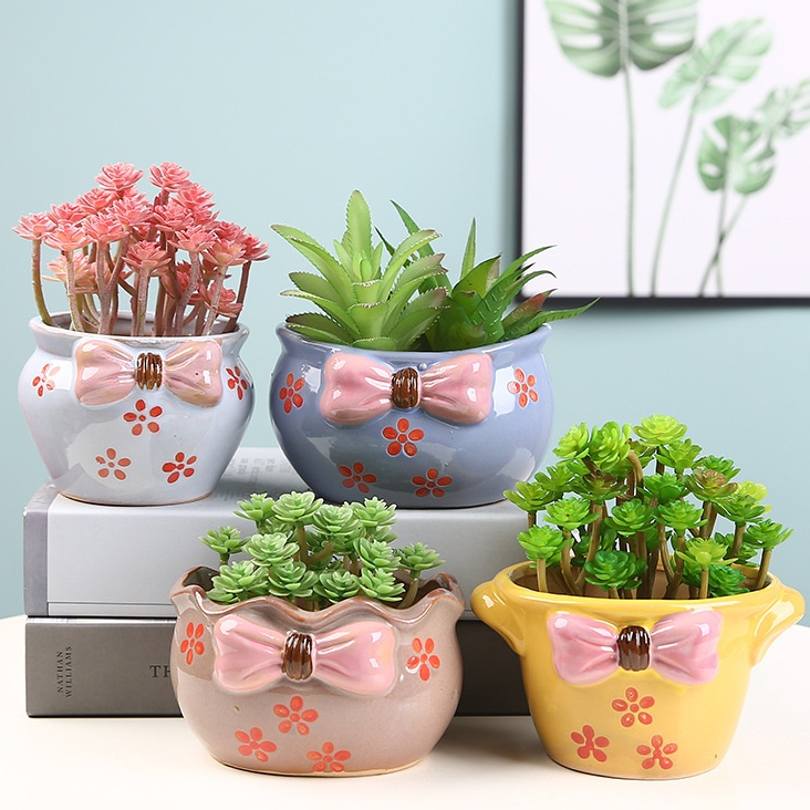 Jual Keramik pot bunga sukulen yang dilukis dengan tangan dekorasi ...