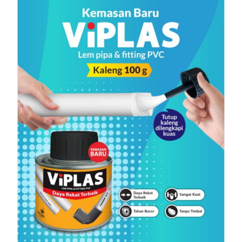 Jual VIPLAS lem pvc kemasan kaleng 100grm (+kuas) | Shopee Indonesia