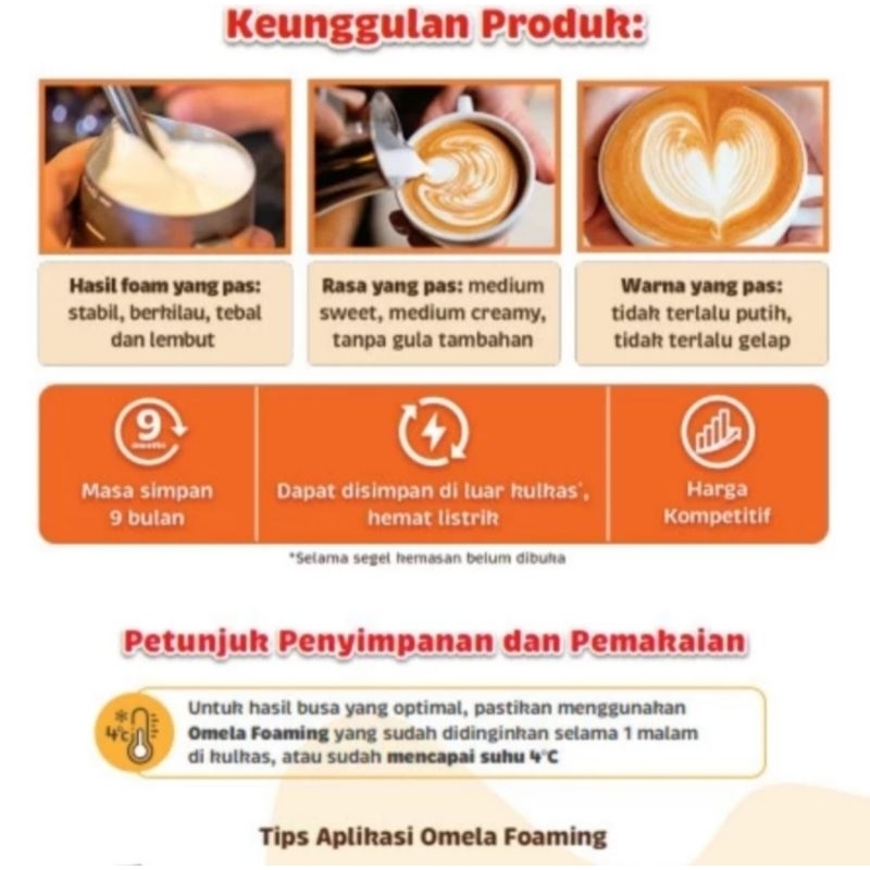 Jual susu uht omela foaming milk 1 liter professional 1L | Shopee Indonesia