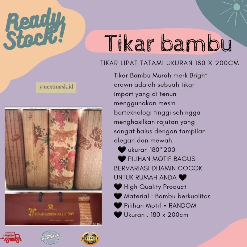 Jual Tikar Lipat Tikar Bambu Tatami 180x200 Random Tiker Piknik ...