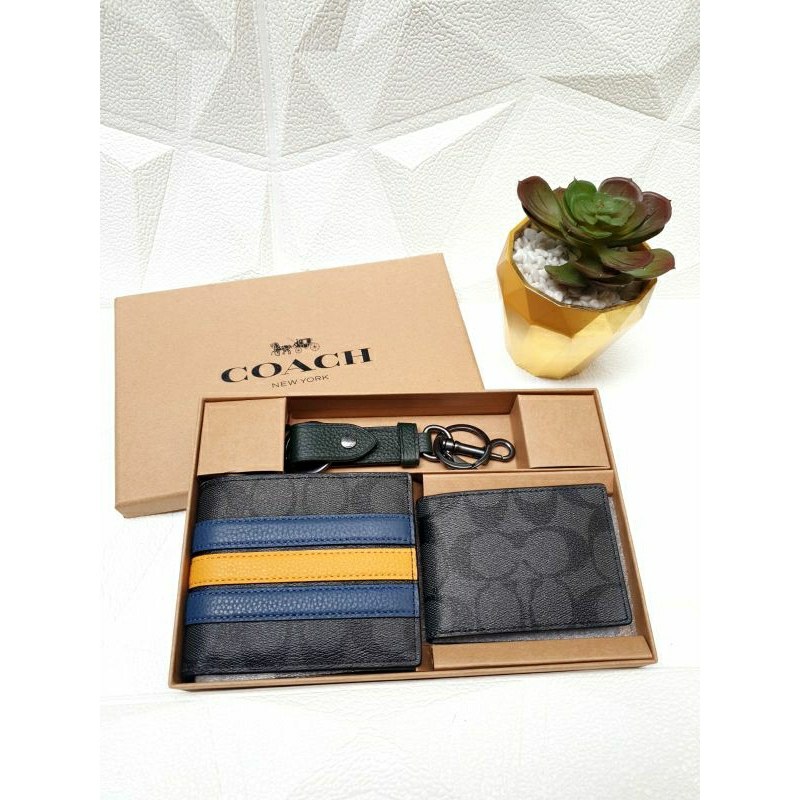 Jual Dompet Coach CE549 Boxed 3in1 Wallet Gift Set varsity stripe sign ...
