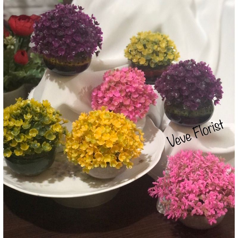 Jual Bunga rumput Bunga palsu lengkap dengan pot keramik mini import ...