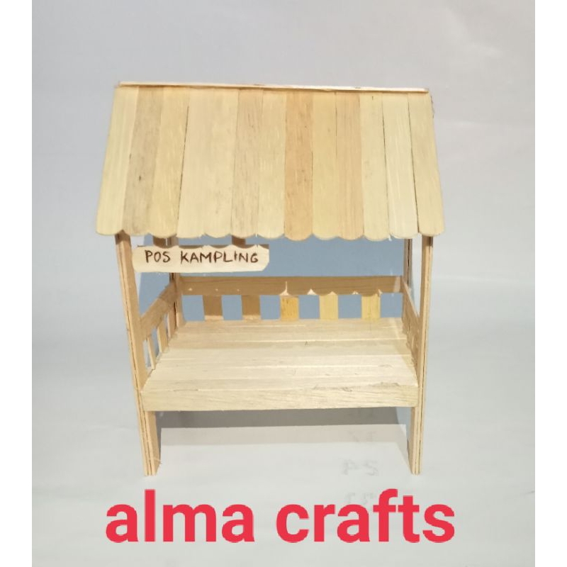 Jual kerajinan/prakarya pos kampling/miniatur rumah/gubuk/stik es krim ...