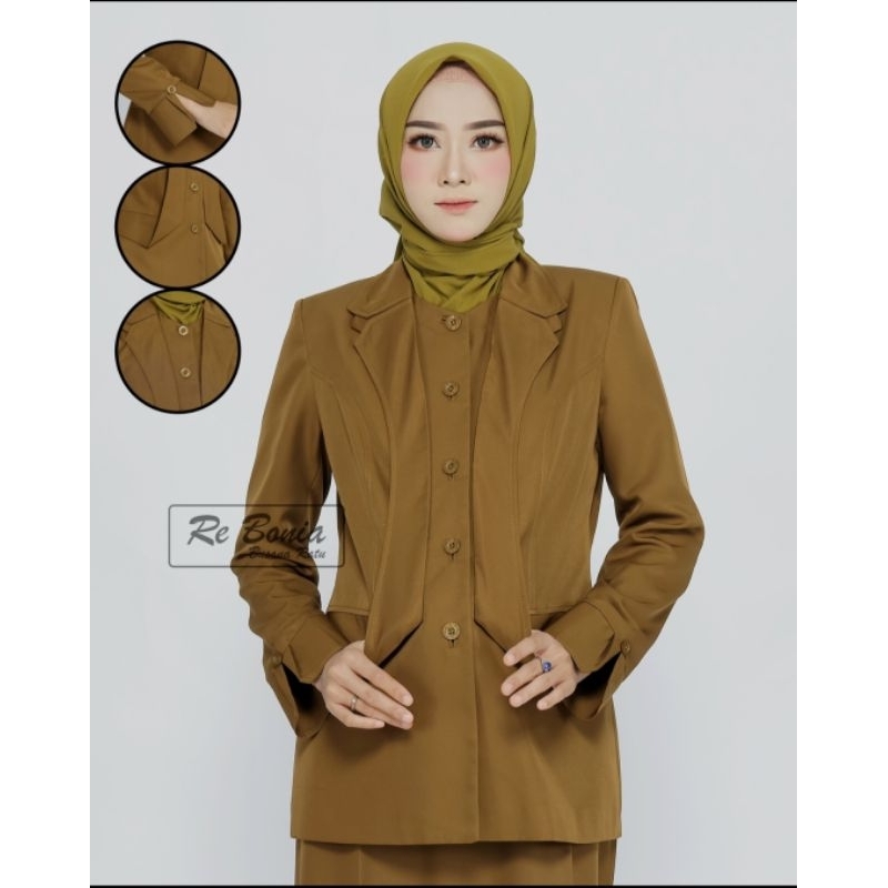 Jual blazer wanita seragam kantor seragam dinas Pemda baju khaki seragam Pemda ASN PNS | Shopee ...