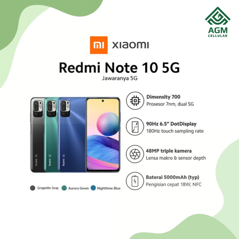 Jual XIAOMI REDMI NOTE 10 5G RAM 4GB/128GB (Graphite Gray, Nighttime ...