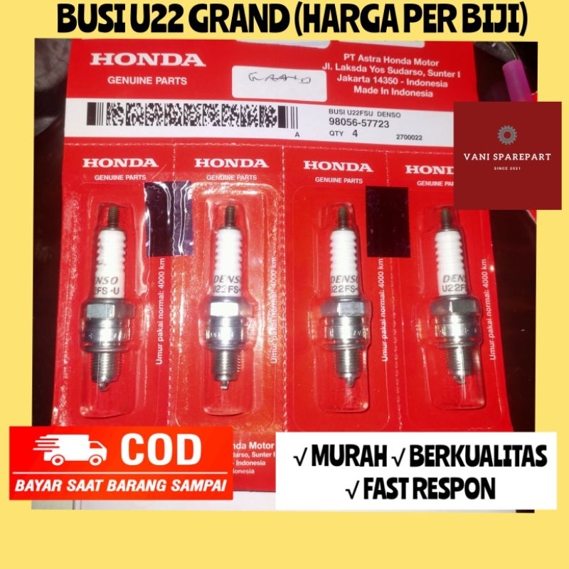Jual BUSI GRAND LEGENDA STAR PRIMA ASTREA SUPRA X 100 U22 HONDA ...