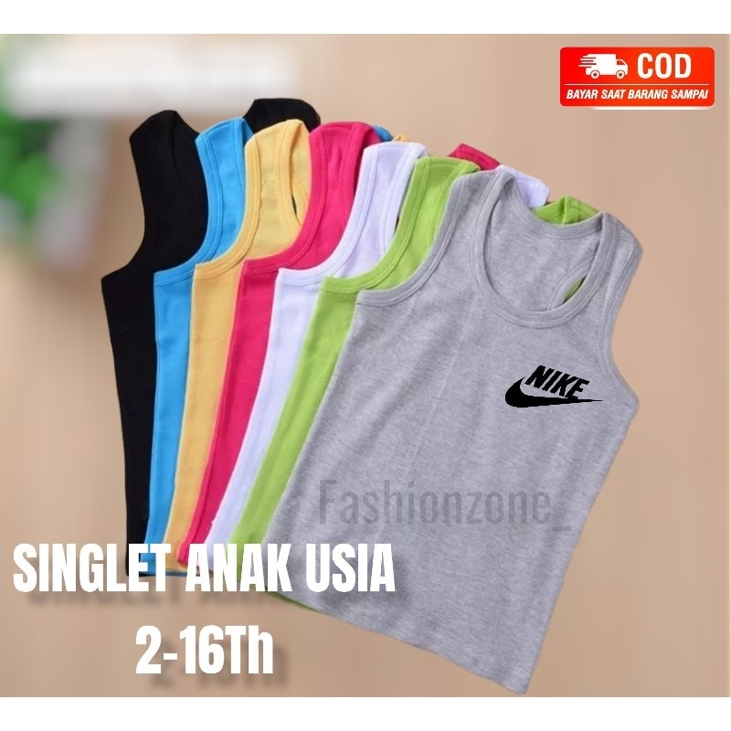 Jual Singlet Anak Logo NIK3 Unisex Ideal Usia 2-16th Singlet Anak Anak ...