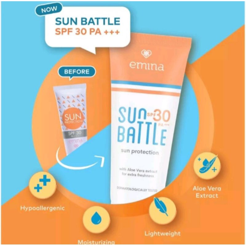 Jual Emina Sun Battle SPF 30 PA+++ 60 ml / emina sunscreen / Emina sun ...