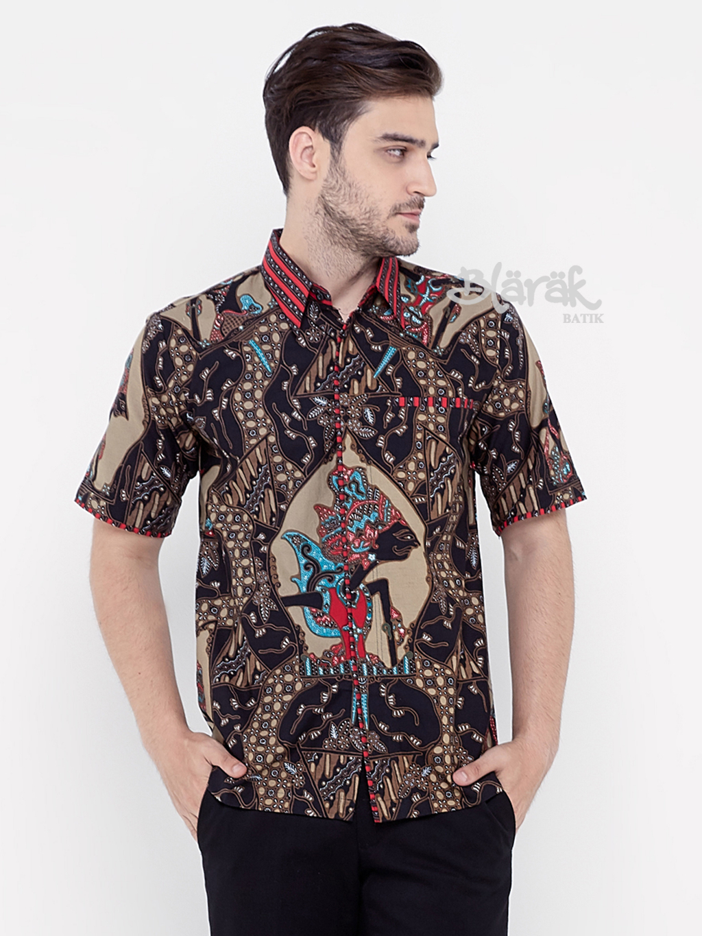 Jual BLARAK - Baju Batik Pria Wayang Merah | Shopee Indonesia