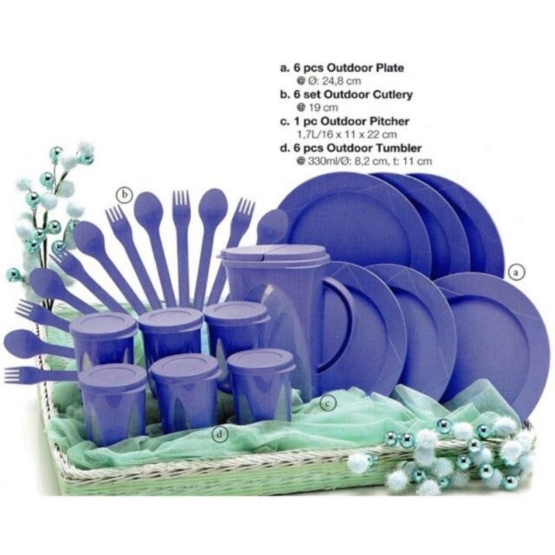 Jual Outdoor Dining Set tupperware (pitcher & 6 tumbler) / ( 6 plate ...