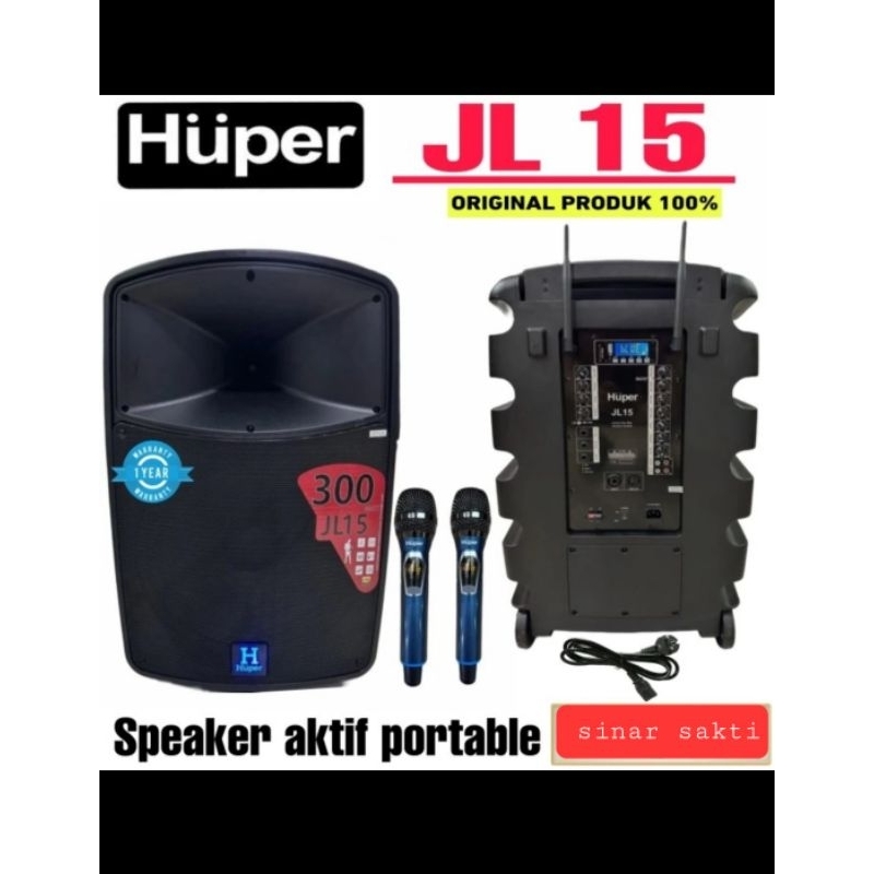 Jual Speaker portable wireless huper jl15 jl 15 15 inch usb bluetooth ...