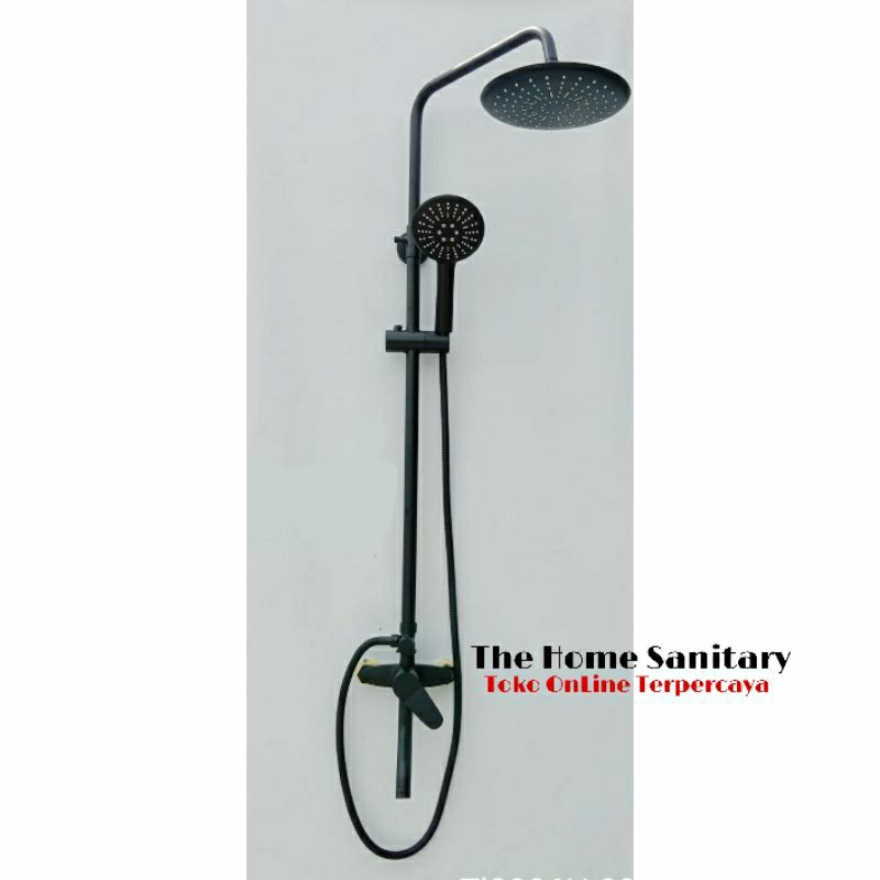Jual Shower tiang set hitam stainless kran/shower column panas dingin ...