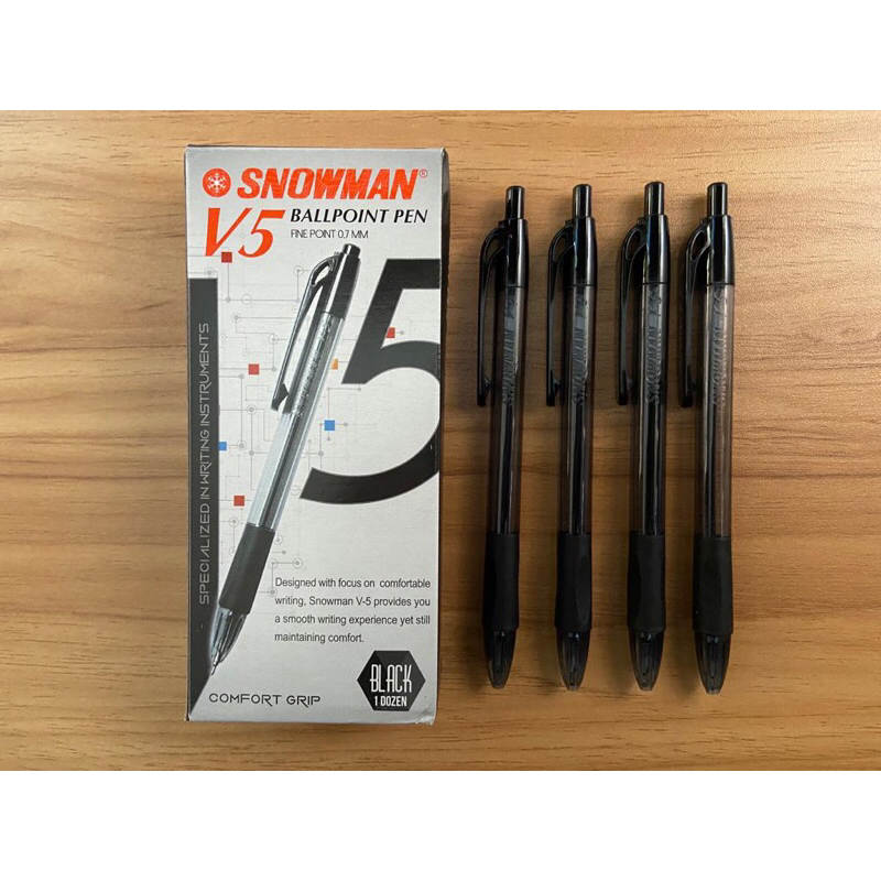 Jual SNOWMAN BALLPOINT V-5 HITAM (ISI 12 PCS) | Shopee Indonesia