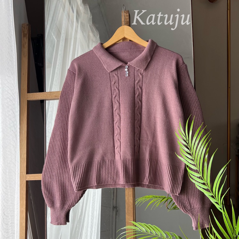 Jual ATASAN RAJUT POLO BERKERAH LUCIA | Shopee Indonesia