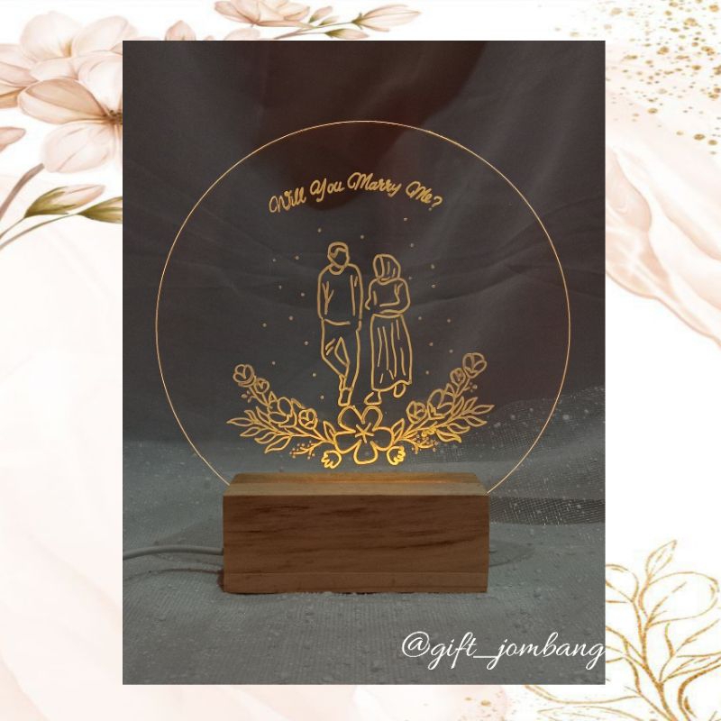 Jual Akrilik Led/custom/bulat/kado wedding/birthday | Shopee Indonesia