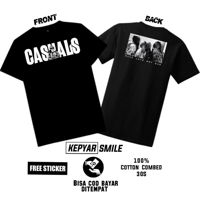 Jual KAOS CASUALS HOOLIGANS (MAKE LOVE NOT WAR) | Shopee Indonesia
