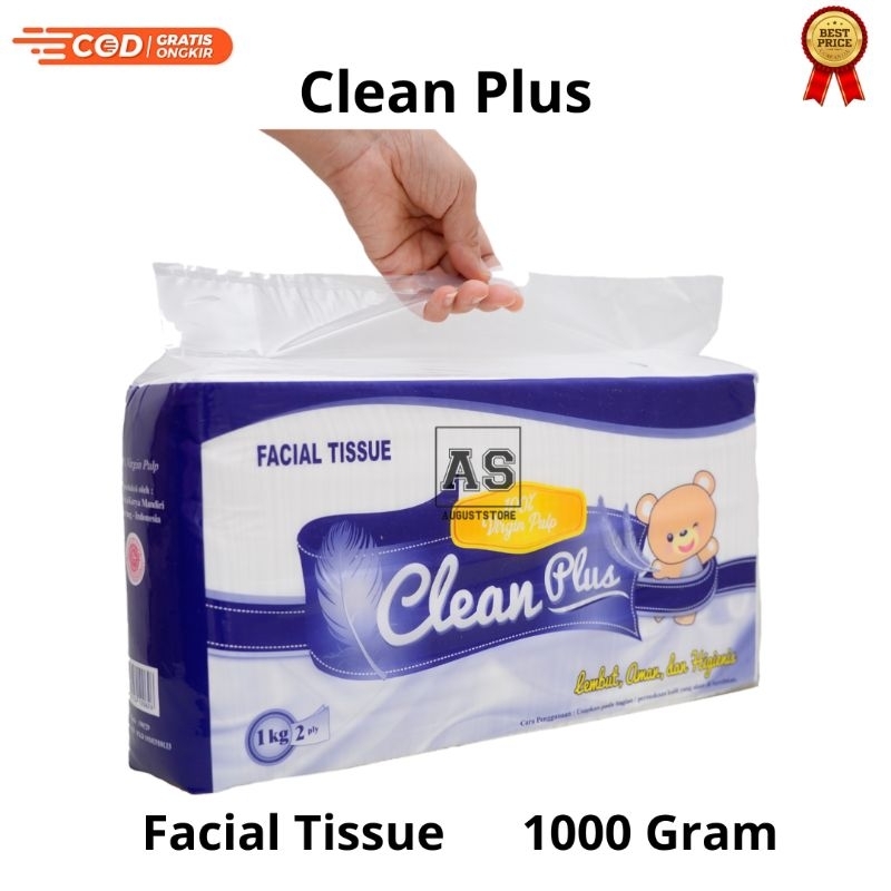 Jual Tisu Tissue Facial Clean Plus Isi 1000 Gram / 2 Ply / Tissue ...