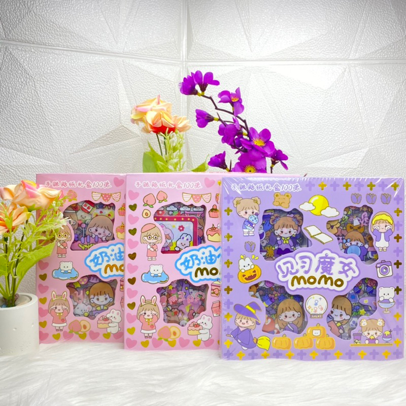 Jual Sticker Viral Momo Korea 2D Waterproof - 100 Lembar Stiker Momojan ...