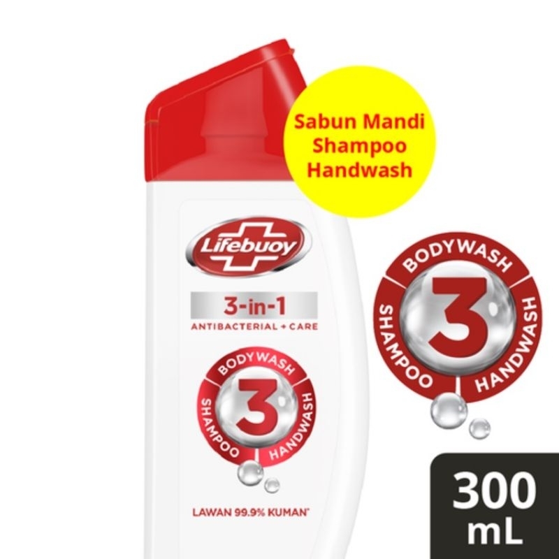 Jual LIFEBUOY 3in1 Antibacterial + Care 300ml Sabun Mandi Cair Shampoo Hand Wash Bodywash ...