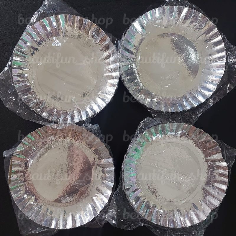 Jual Piring kertas silver | piring kue kertas paper plate | piring ultah kertas silver | piring ...