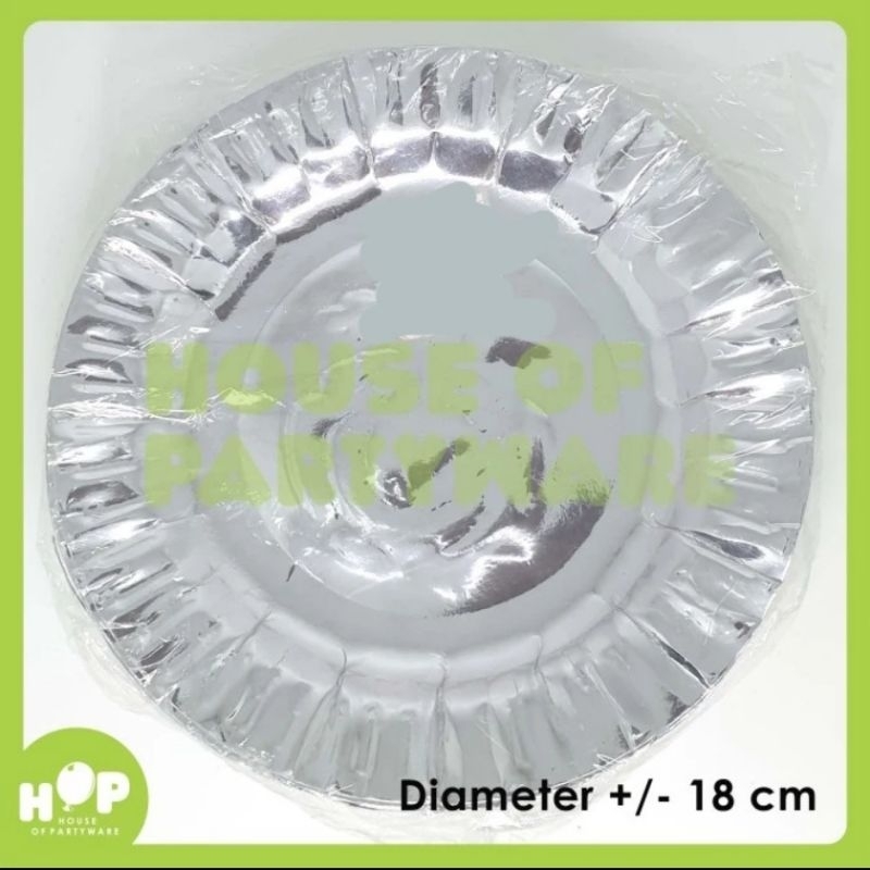 Jual Piring Kue Kertas Bulat Silver Perak BESAR 18 cm / Piring Ultah Pesta | Shopee Indonesia